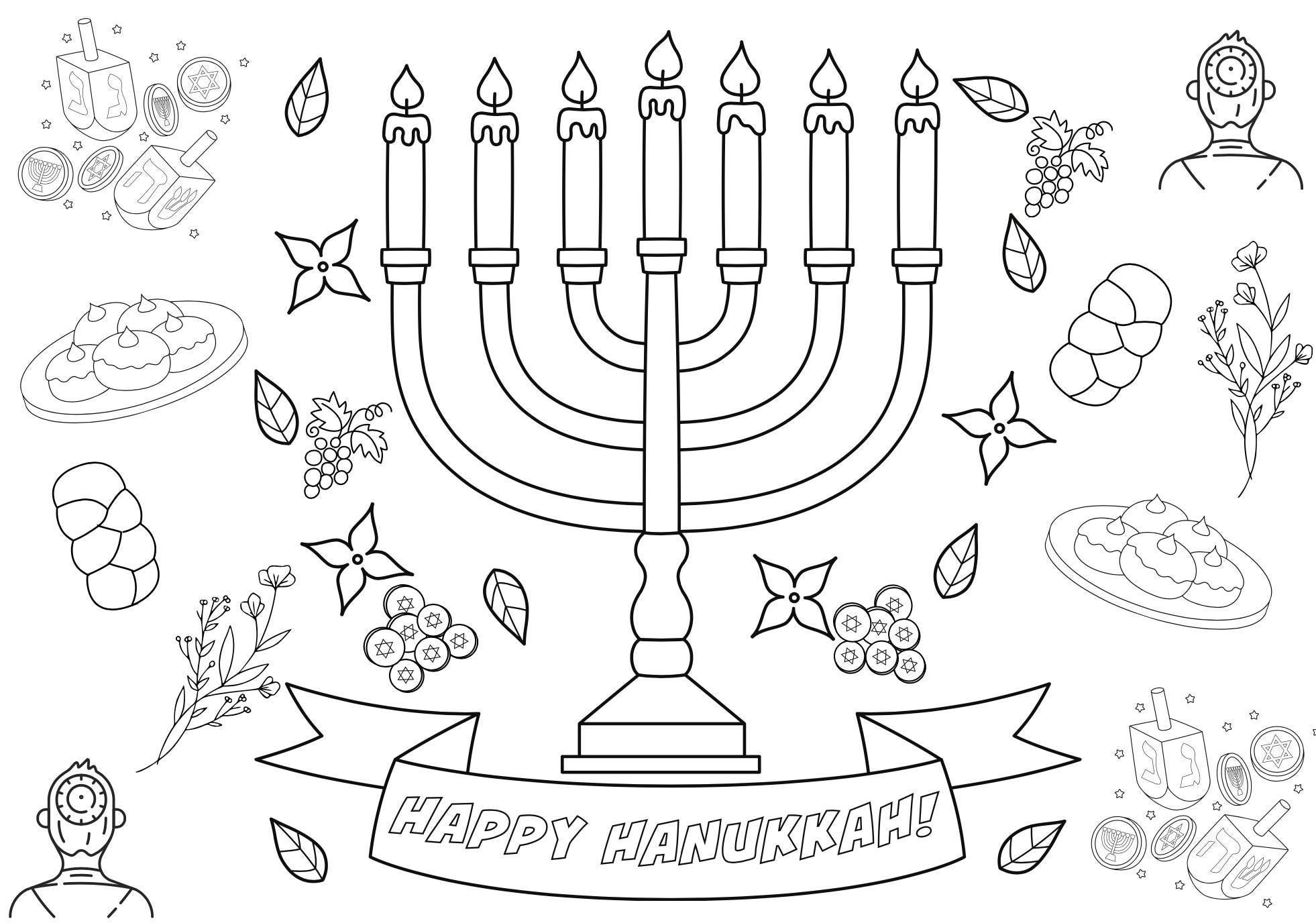 Hanukkah Coloring Pages & Activity Sheets - Etsy