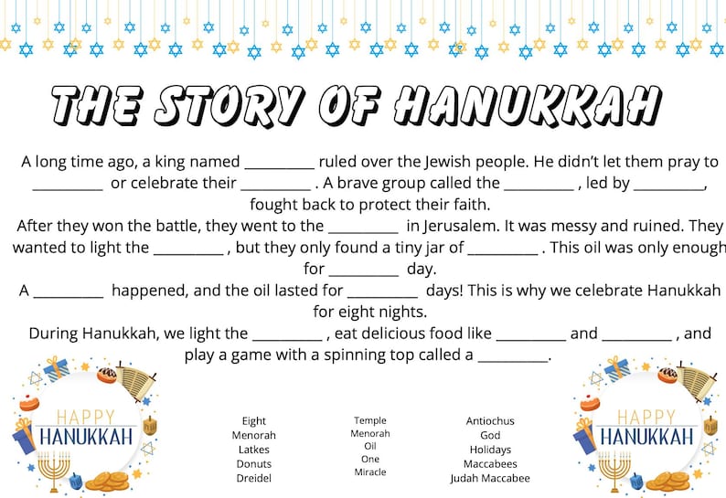 Hanukkah Coloring Pages & Activity Sheets - Etsy