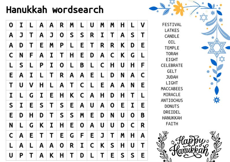 Hanukkah Coloring Pages & Activity Sheets - Etsy