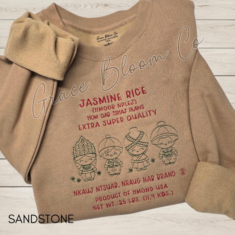 Embroidered Jasmine Rice Sweatshirt, Hmong Apparel, Handmade - Etsy