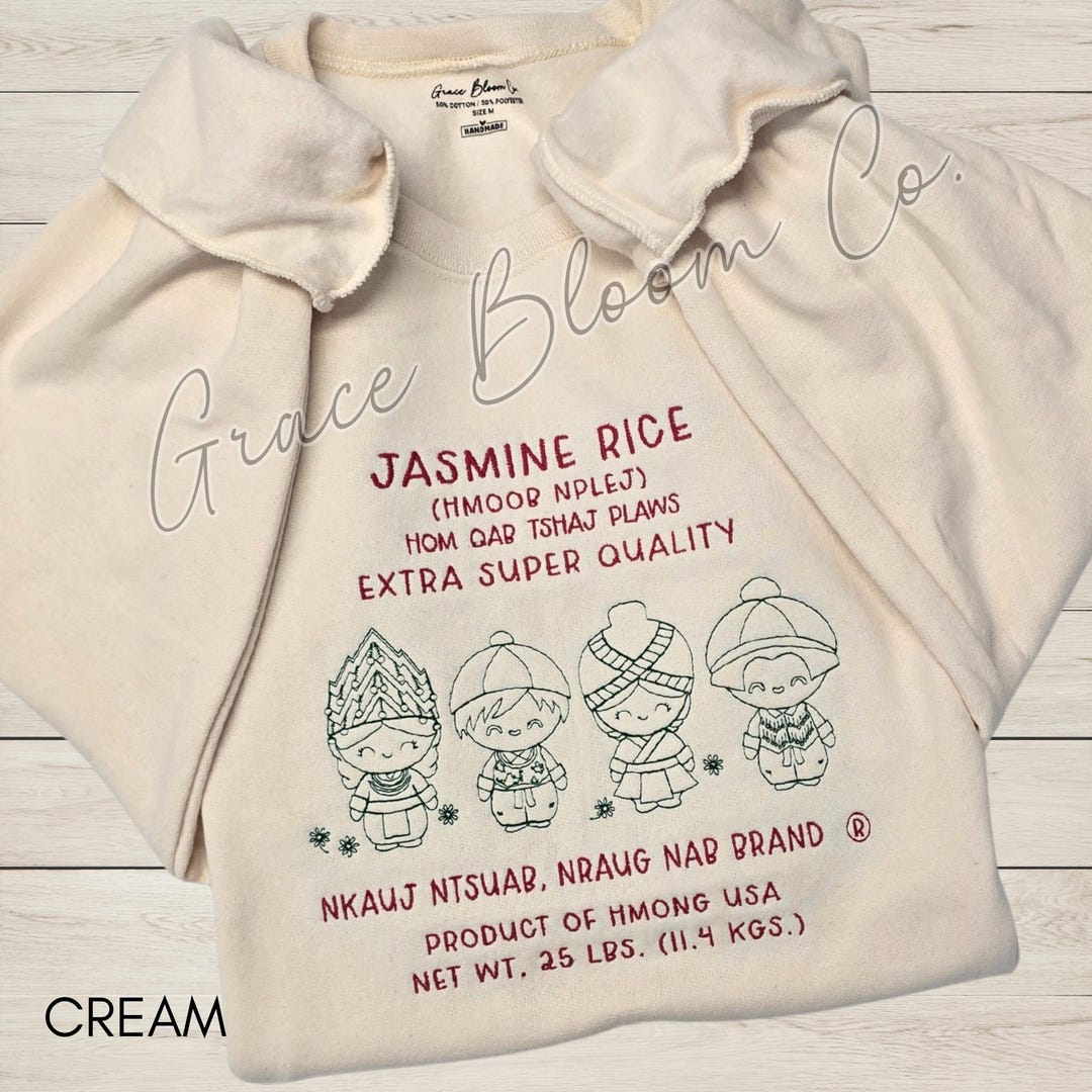 Embroidered Jasmine Rice Sweatshirt, Hmong Apparel, Handmade - Etsy