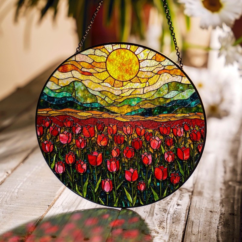 Red Tulips Suncatcher - Etsy