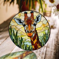 Giraffe Stained Glass Pattern, Giraffe Suncatcher, Giraffe Face Stained ...