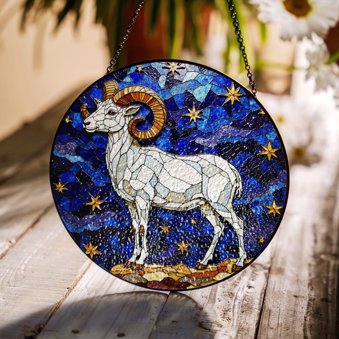 Stained Glass Ram Suncatcher Celestial Art Zodiac Gift for Aries - Etsy
