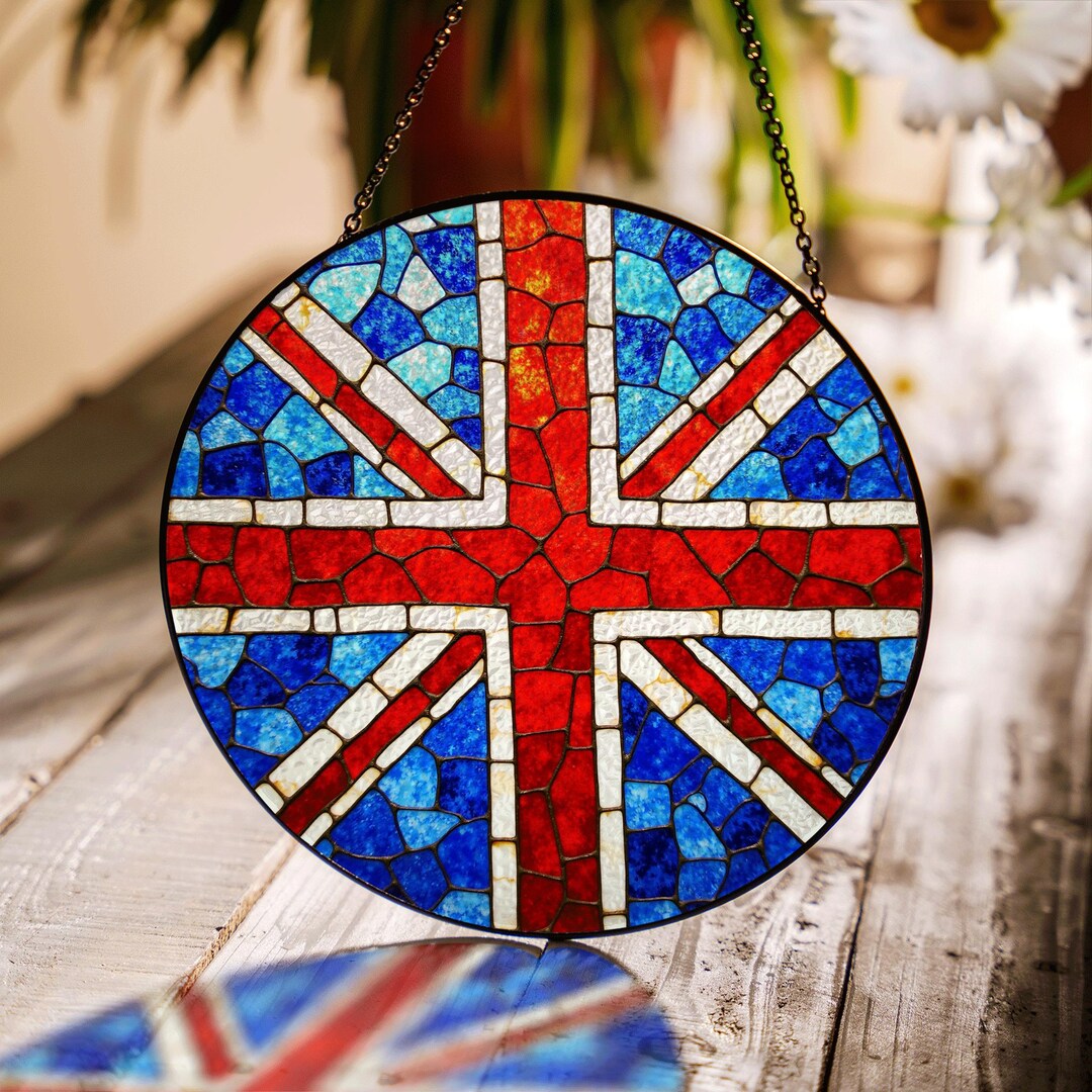 Union Jack Stained Glass Suncatcher British Flag Gift Handmade for Her ...