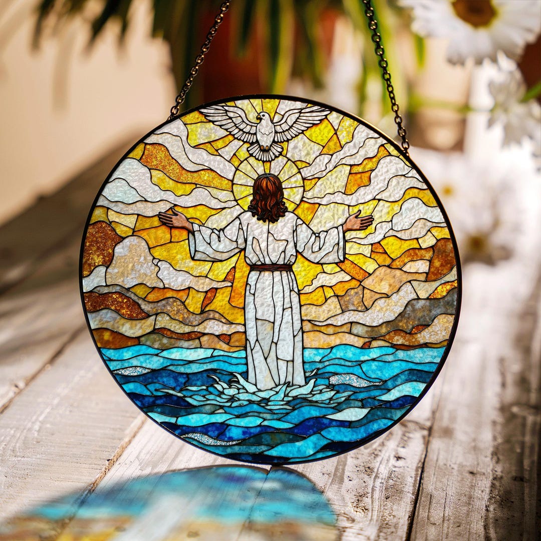 Stained Glass Jesus Christ Suncatcher Religious Gift for Mom Christian ...