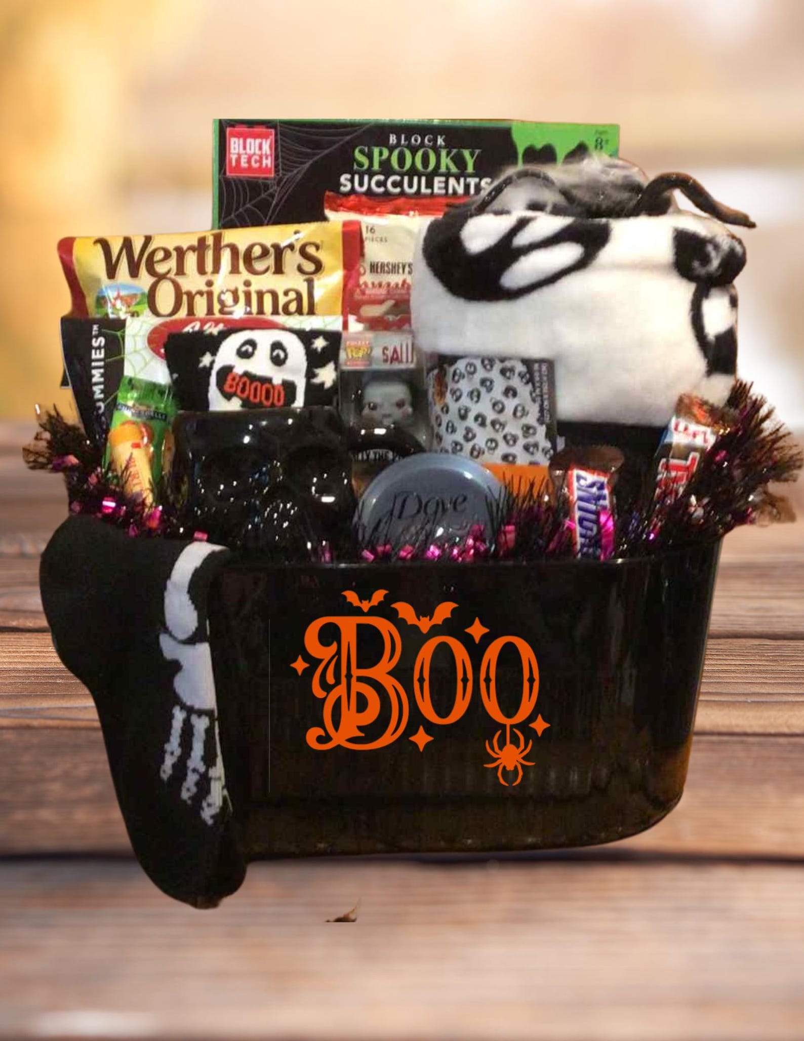 Men's Halloween Boo Basket Gift: Spooky Care Package With Blanket ...