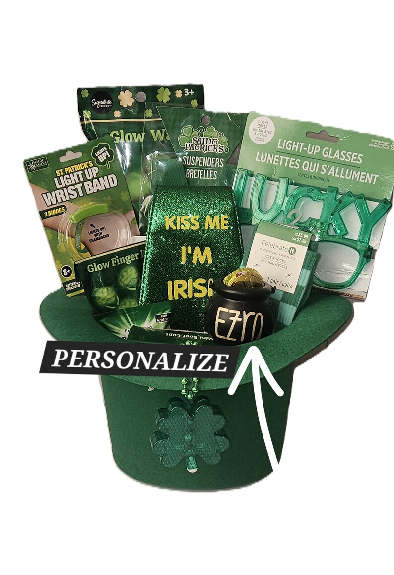 St. Patrick’s Day Celebration Kit – Gift Basket With Leprechaun Hat ...