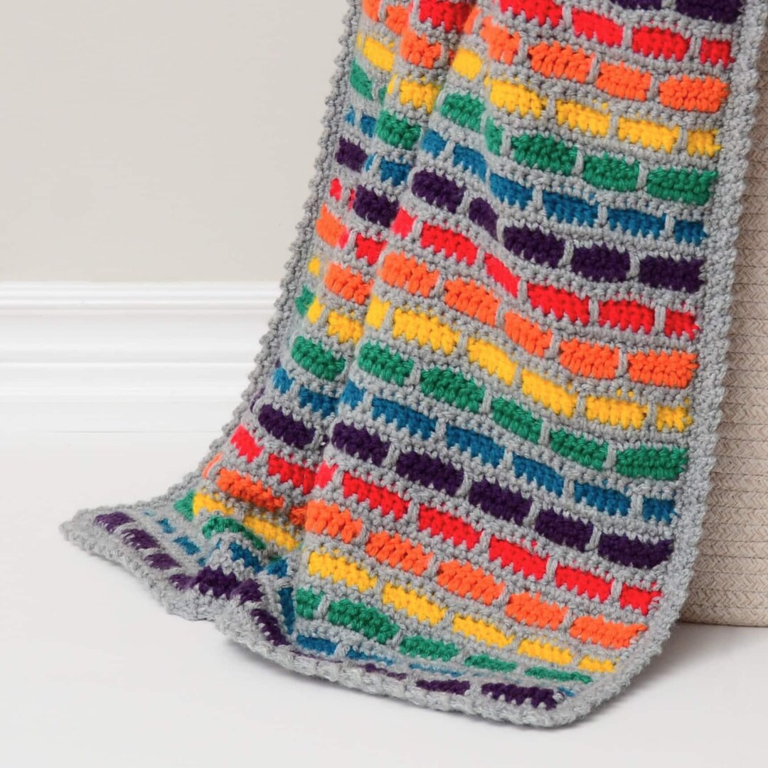 Crochet Blanket Pattern Easy Rainbow Bricks Crochet Baby Blanket ...