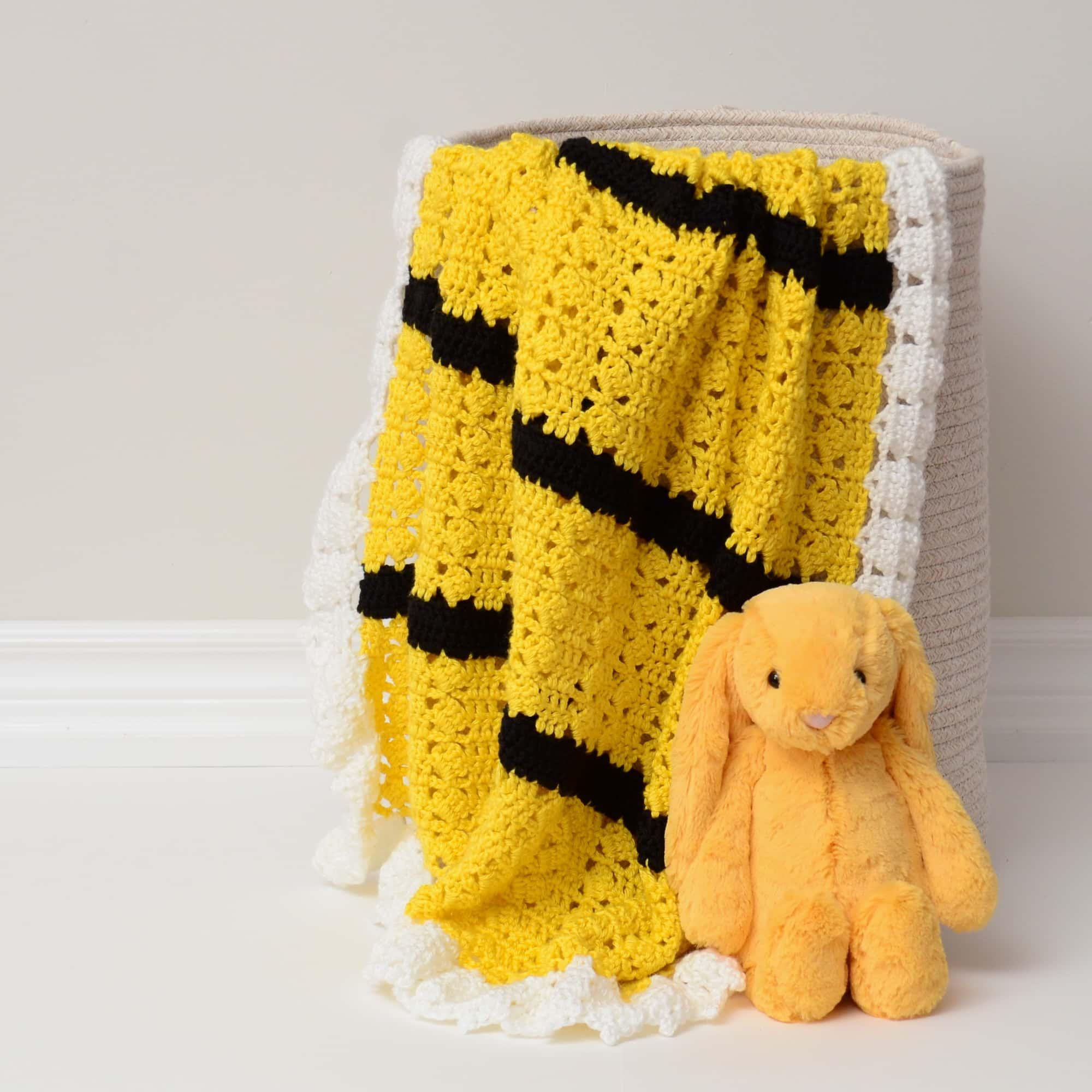 Easy Crochet Baby Blanket With Lacey Border - Bee Happy Crochet Blanket ...