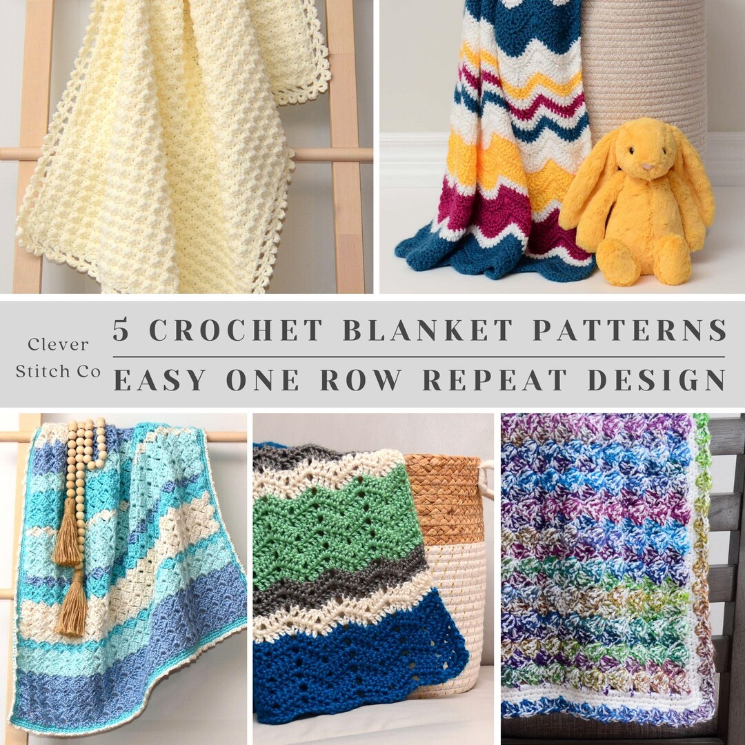 Crochet Pattern Bundle – 5 Beginner Crochet Blanket & Throw Patterns ...
