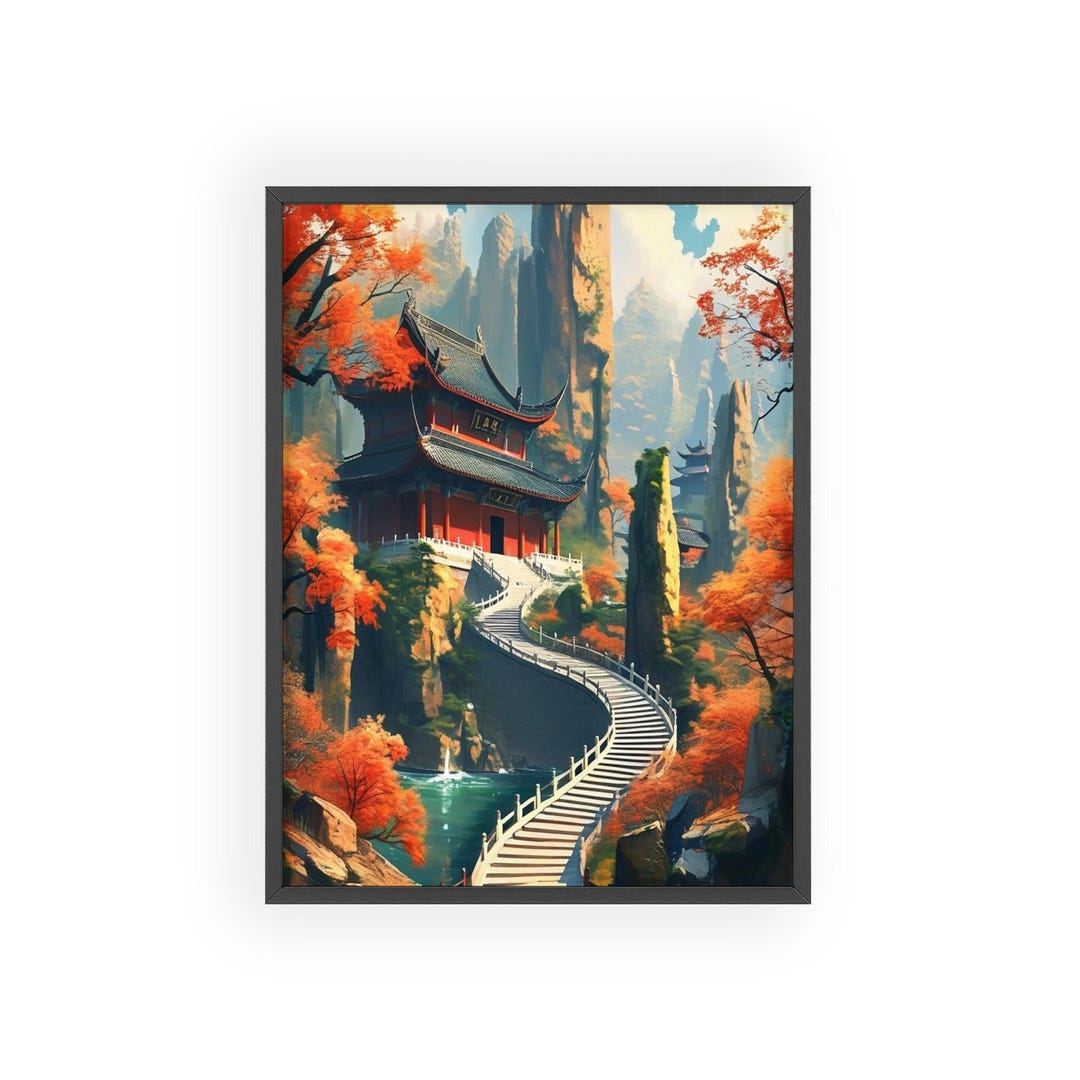 Timeless Ascent: Ancient Chinese Temple Landscape; Variation 2 - Etsy