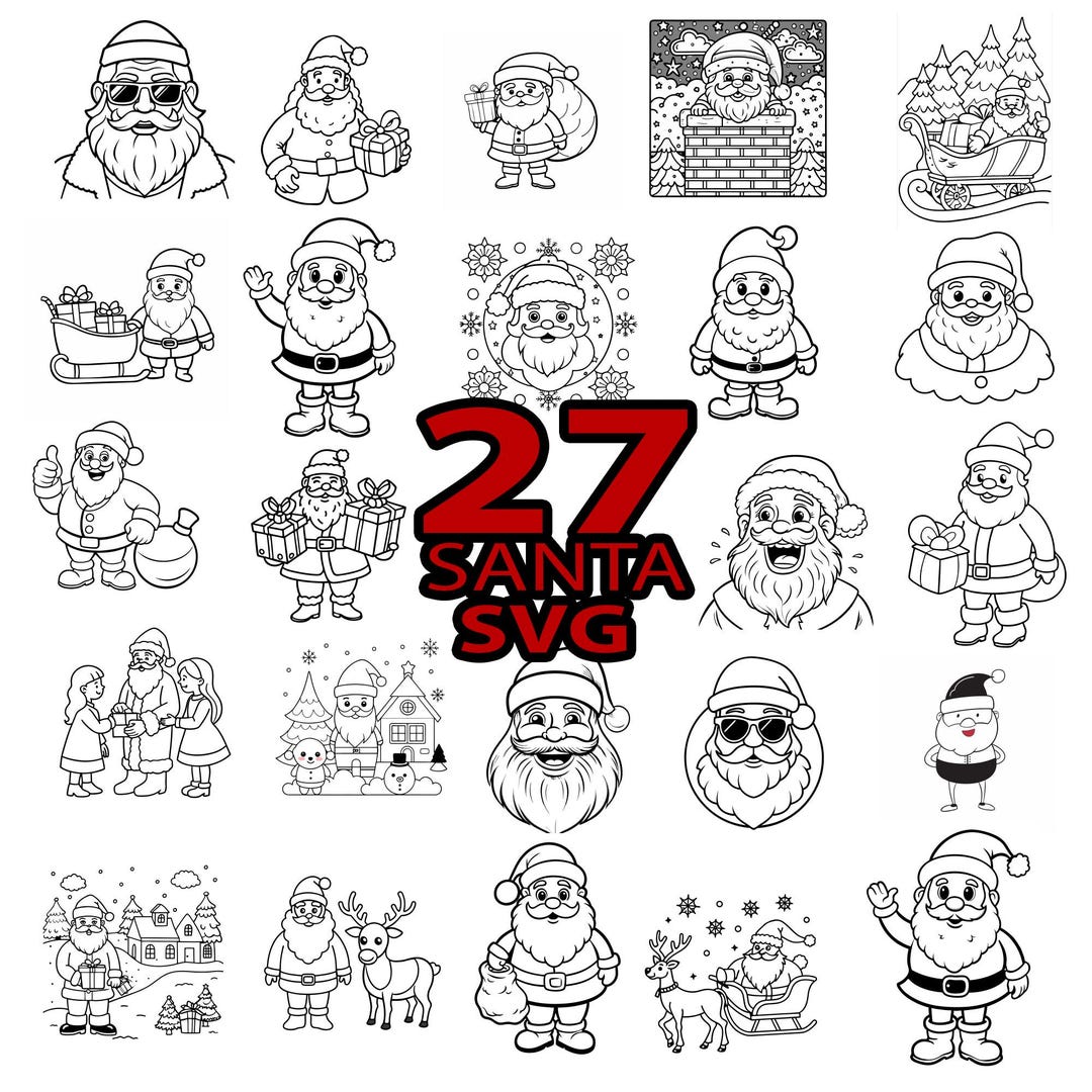 Santa Claus SVG Pack 27 Unique Designs. Santa Claus SVG, Santa Claus ...