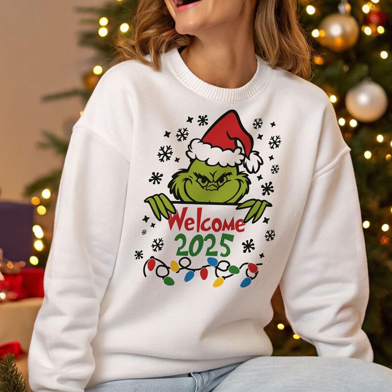 Grinch Welcome 2025 Svg, Christmas Grinch Svg, Retro Christmas Svg ...