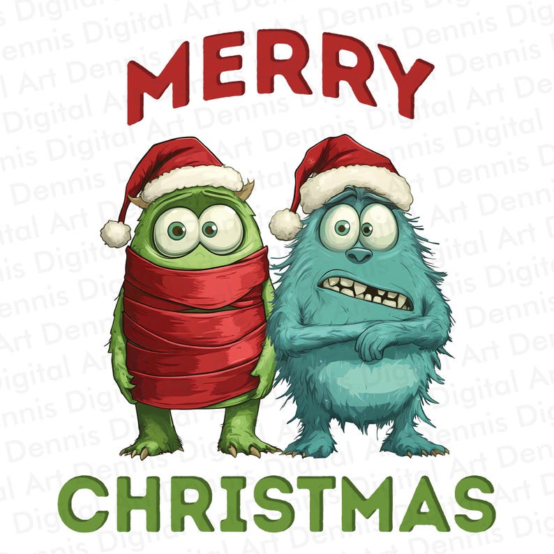 Monsters in Santa Hats PNG, Monsters Clipart, Cute Monsters Clipart ...