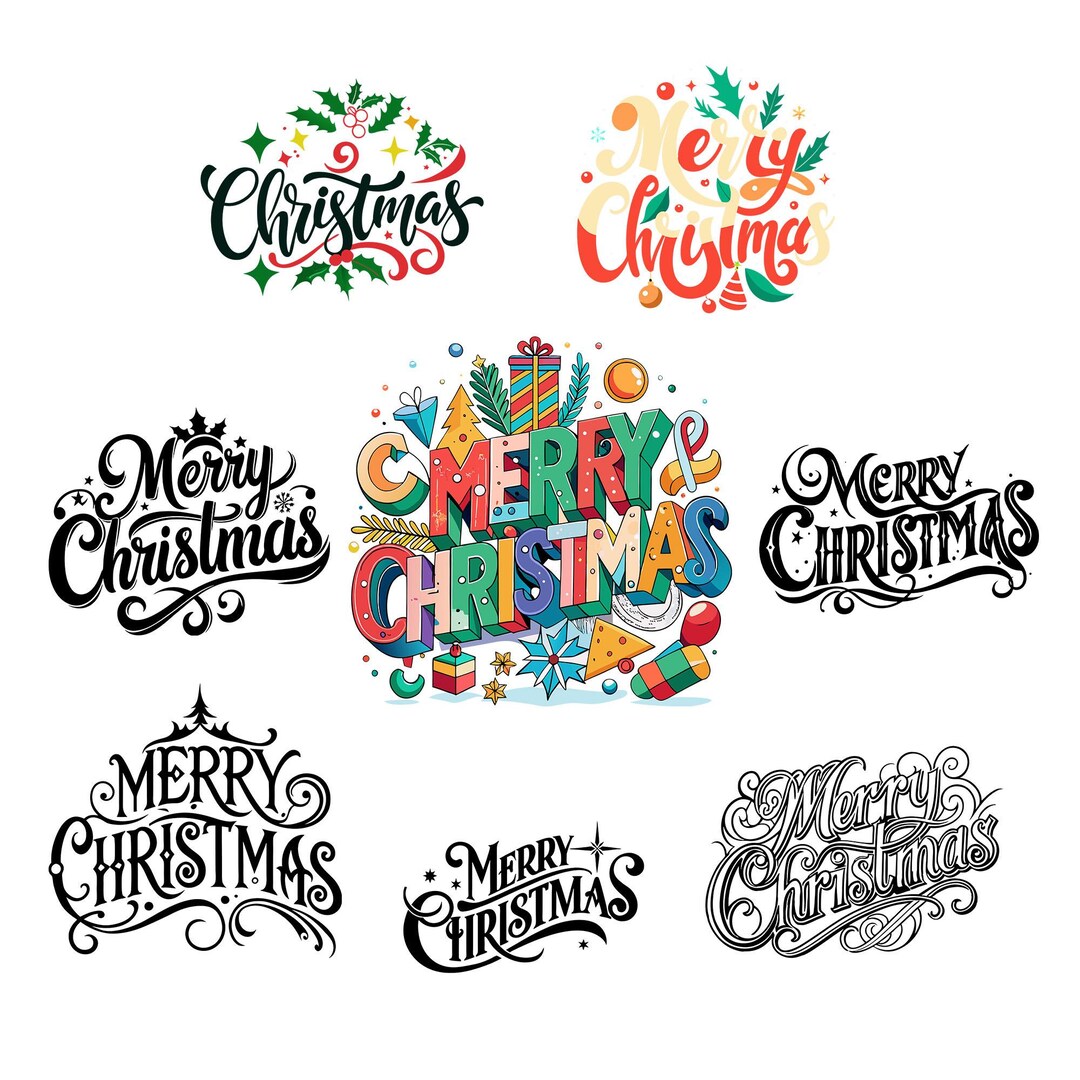 Merry Christmas Text SVG, Merry Christmas PNG, Cut Files for Cricut ...
