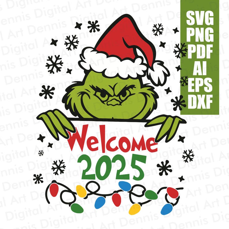 Grinch Welcome 2025 Svg, Christmas Grinch Svg, Retro Christmas Svg ...