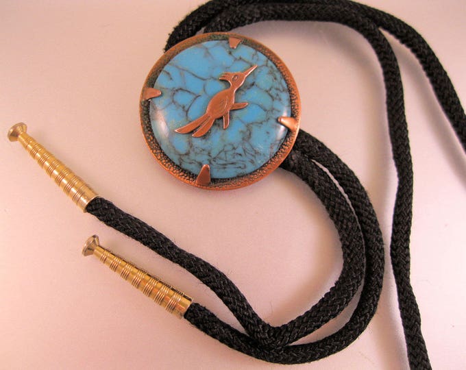 Bell Trading Co Road Runner Bolo Tie Copper & Faux Turquoise Vintage ...