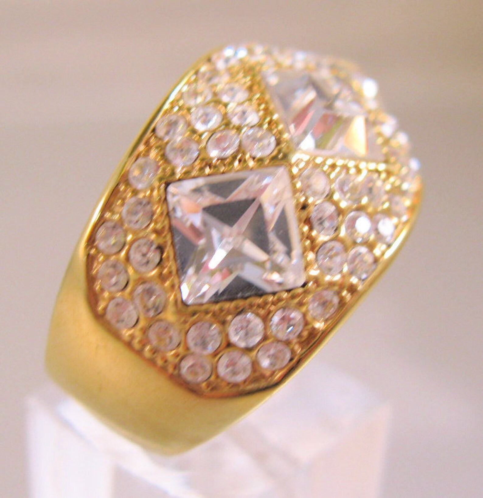 Designer PJM Crystal Cigar Band Ring Size 9 Vintage Jewelry - Etsy