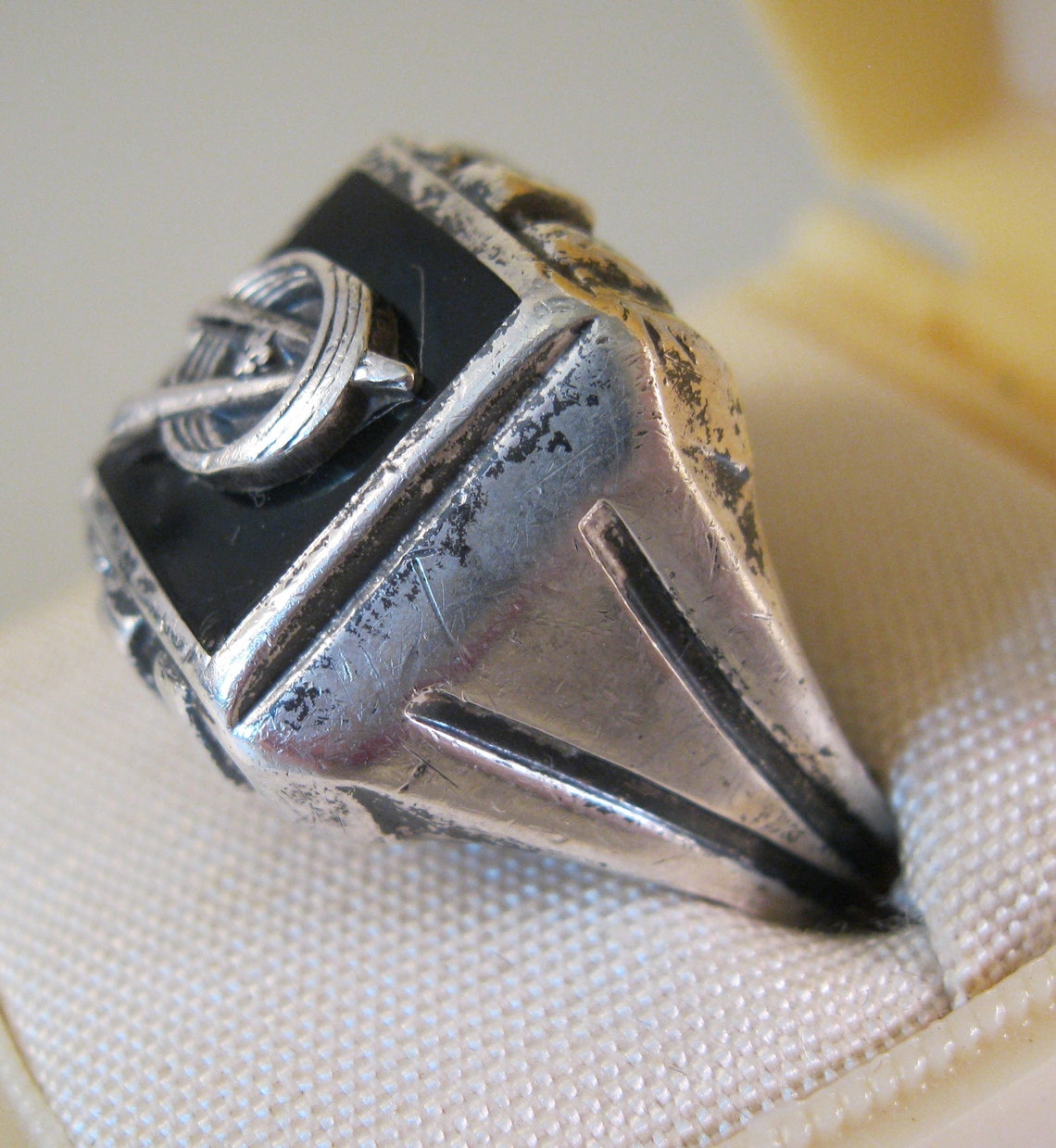 Vintage Boy Scouts Explorer Black Onyx Sterling Silver Ring Size 10 Boy ...