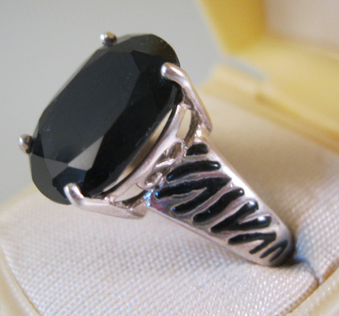 Vintage Chateau D'argent David Sigal Oval Black Onyx Zebra Stripe Ring ...