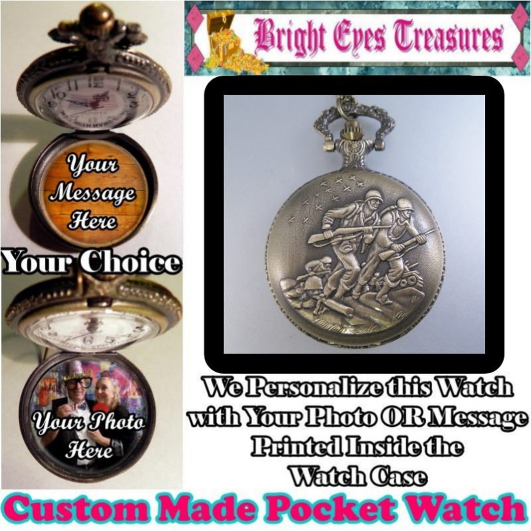 Custom Made SOLDIER Army Marine Pocket Watch Personalized W/ Your ...