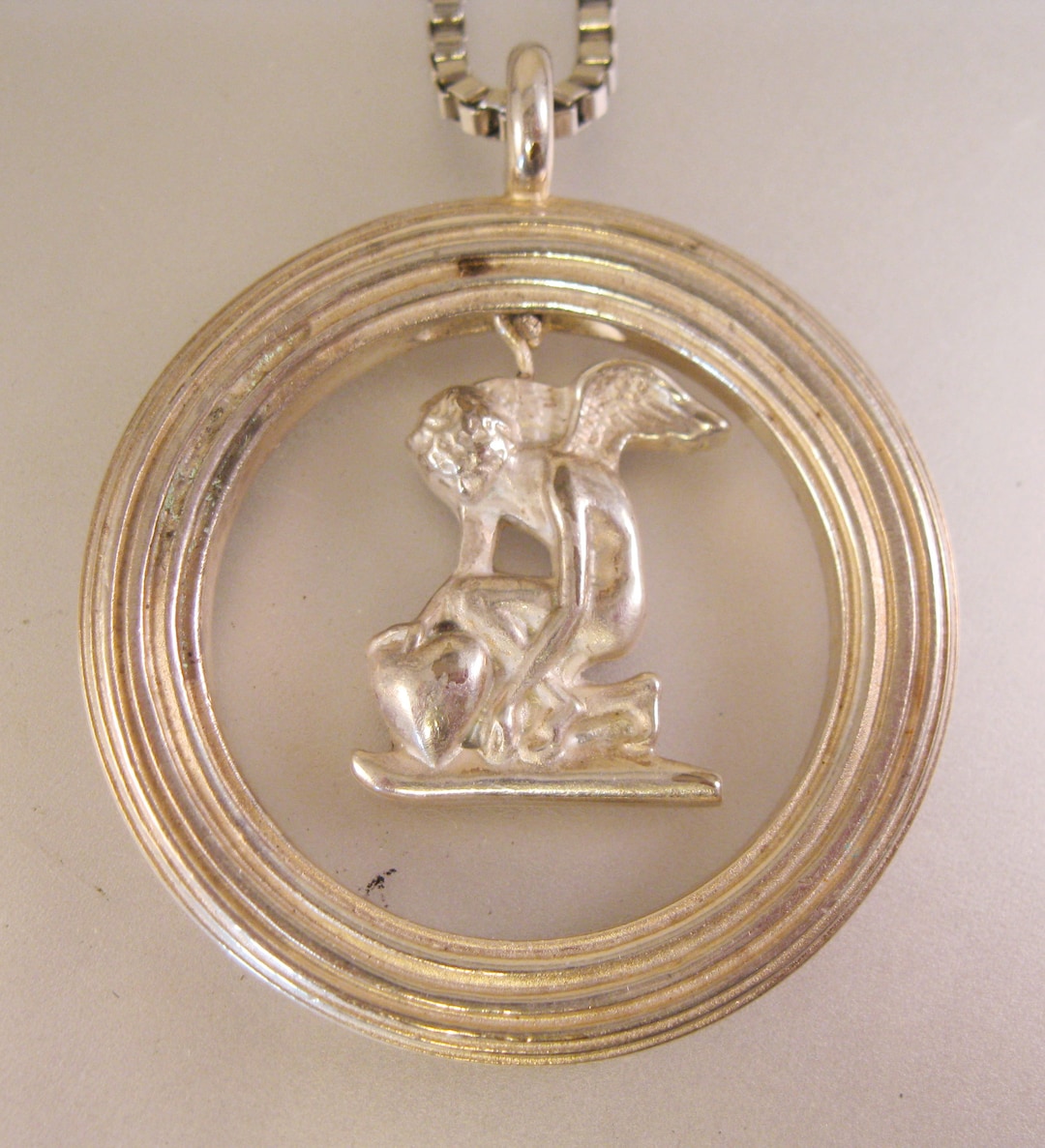 Vintage SLANE & SLANE Sterling Silver Lg Cupid Christmas Ornament ...