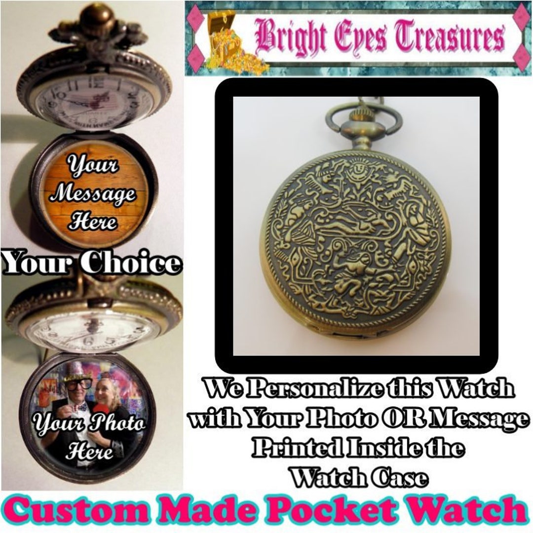 Custom Made ROMAN GREEK Pocket Watch Personalized W/ Your Message OR ...