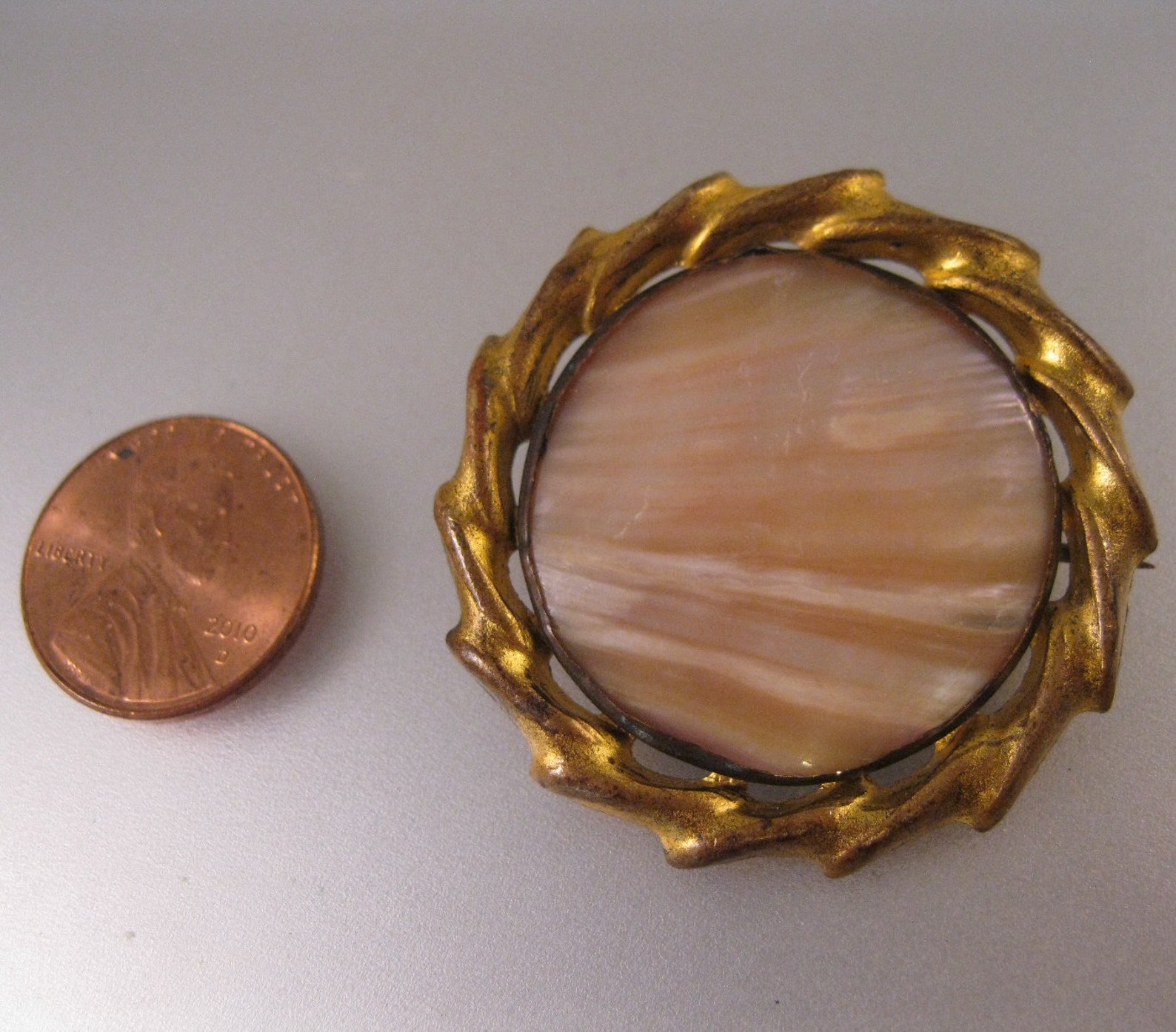 Antique Art Deco Shell Gilt Brooch Antique Brooch Antique | Etsy