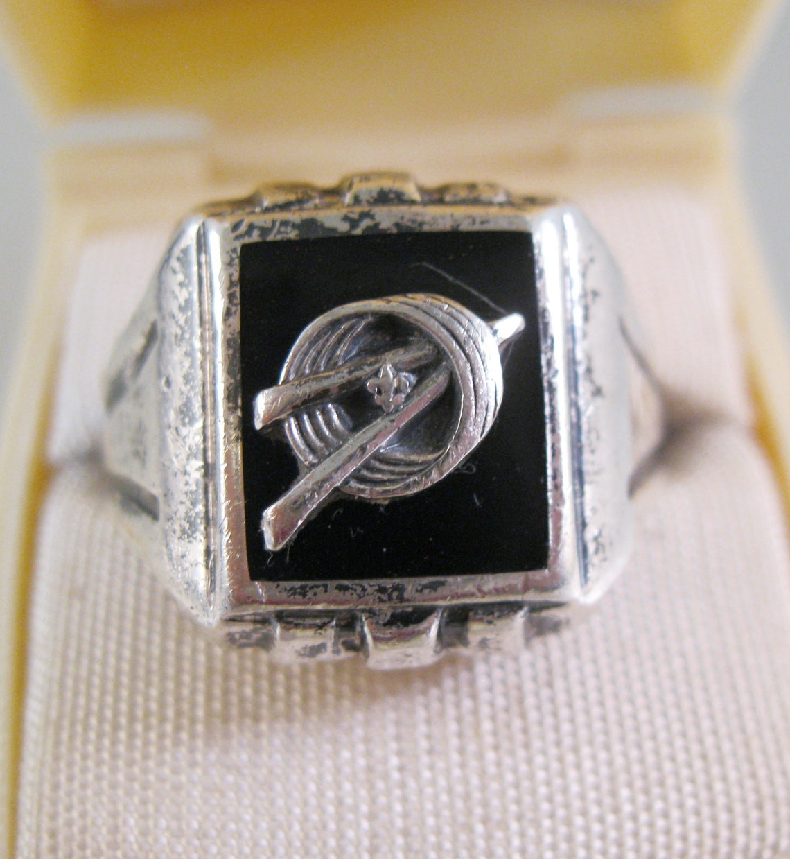 Vintage Boy Scouts Explorer Black Onyx Sterling Silver Ring Size 10 Boy ...