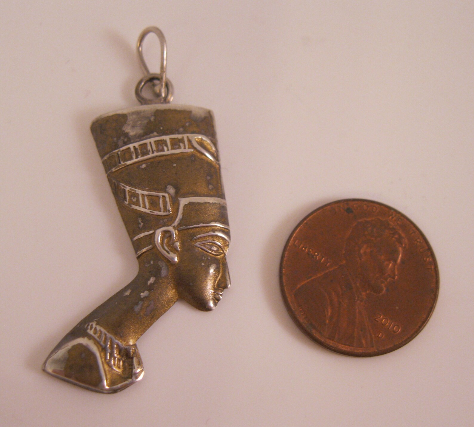 Antique Egyptian Pharaoh Cleopatra Gilt Sterling Silver Charm Pendant ...
