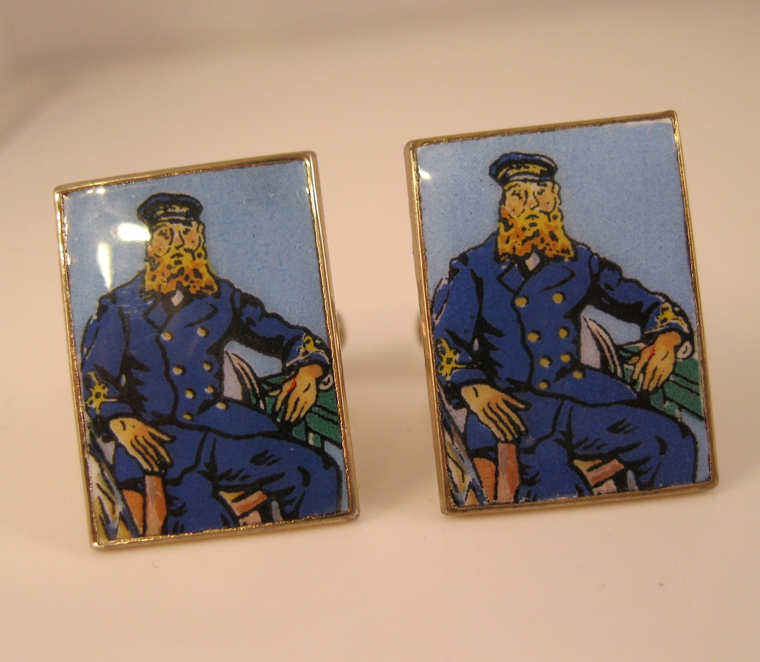 Vintage Naval Sea Captain Sailor Enamel Gold Plated Cufflinks Germany ...