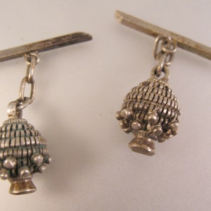 Antique Sterling Silver Filigree Ball Chain Cuff Links Cufflinks ...