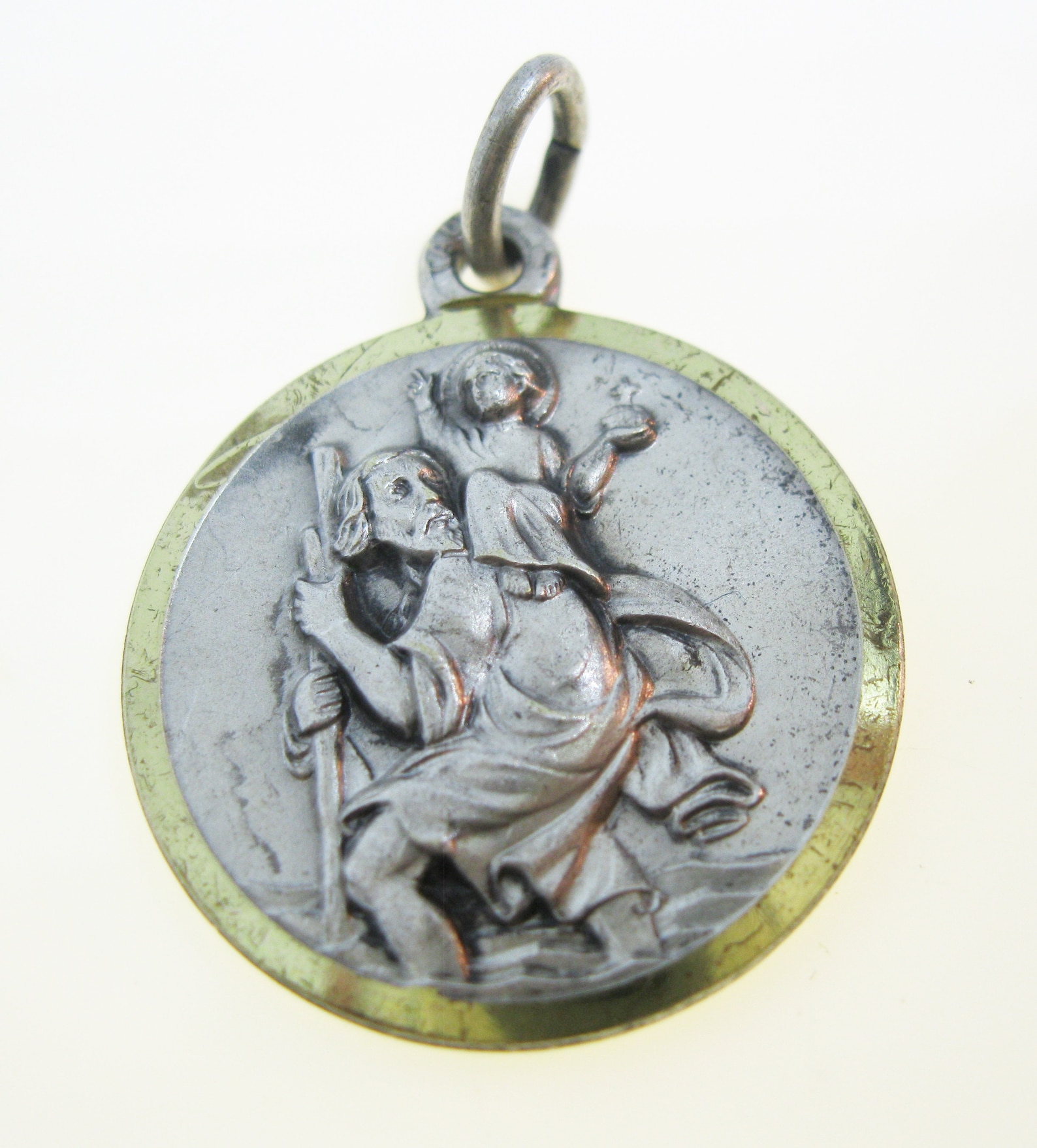 Vintage St. Christopher Silver Plated Brass Medal Saint Christopher ...