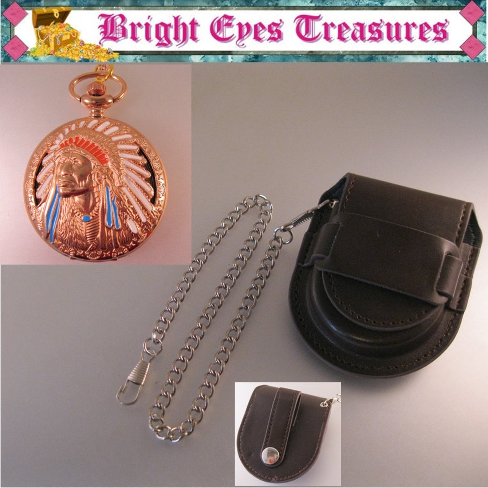 Native American Indian Chief Pocket Watch Rose Gold Tone | Etsy