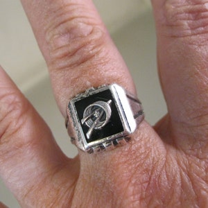 Vintage Boy Scouts Explorer Black Onyx Sterling Silver Ring Size 10 Boy ...