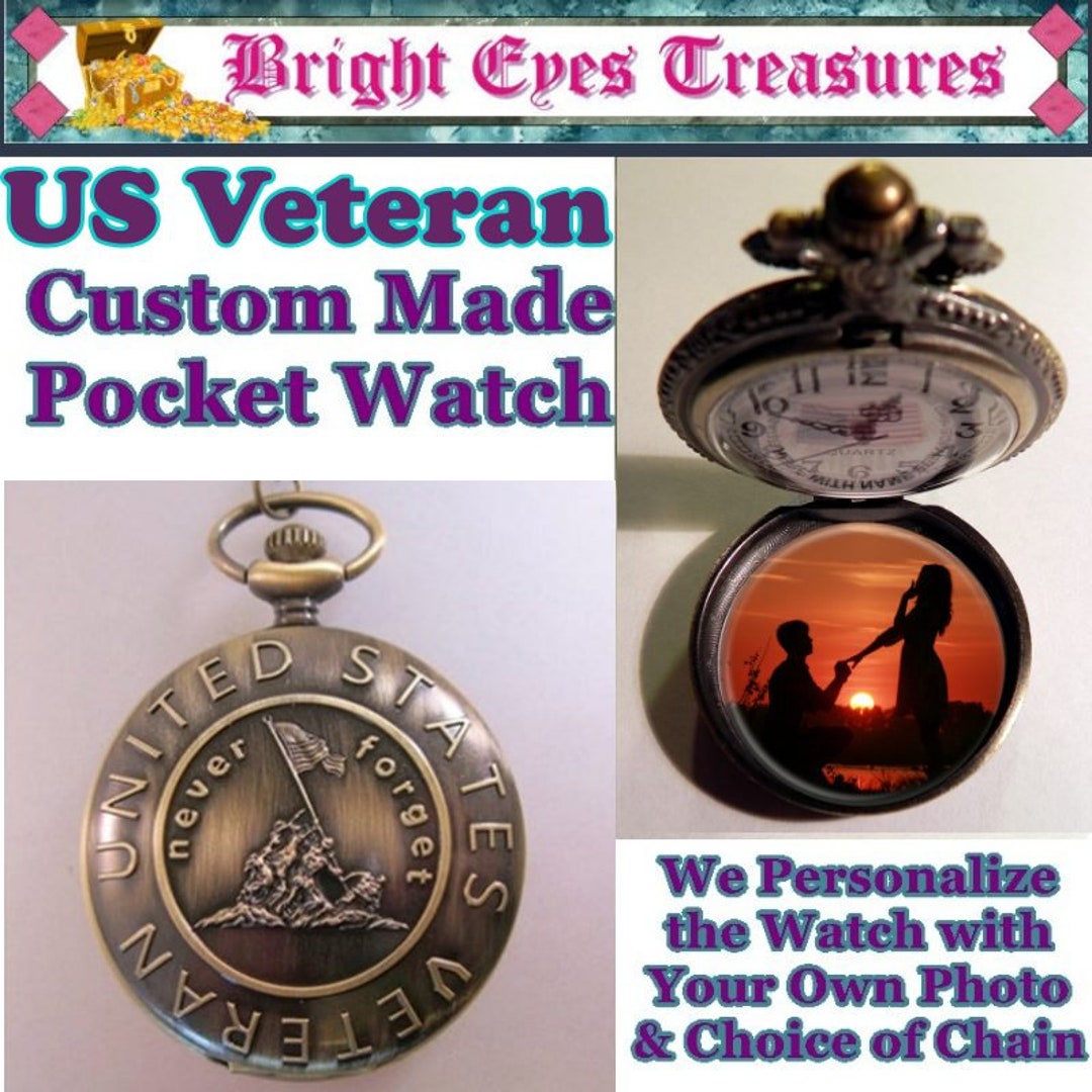 Custom Made UNITED STATES VETERAN Pocket Watch Personalized With Your ...