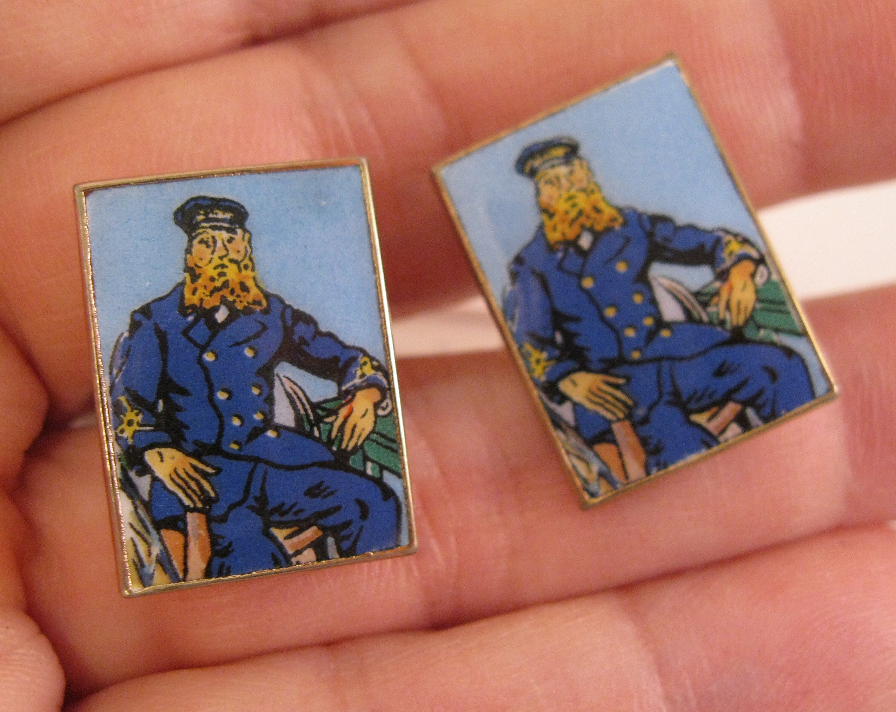 Vintage Naval Sea Captain Sailor Enamel Gold Plated Cufflinks Germany ...