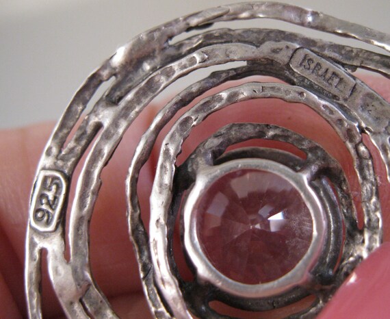 Vintage Brutalist Israel Solitaire 12mm Cubic Zirconi… - Gem