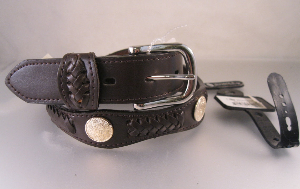 Vintage DOUBLE S Belt Collection Dark Brown Leather & Concho | Etsy