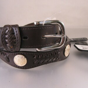 Vintage DOUBLE S Belt Collection Dark Brown Leather & Concho Belt 28 ...