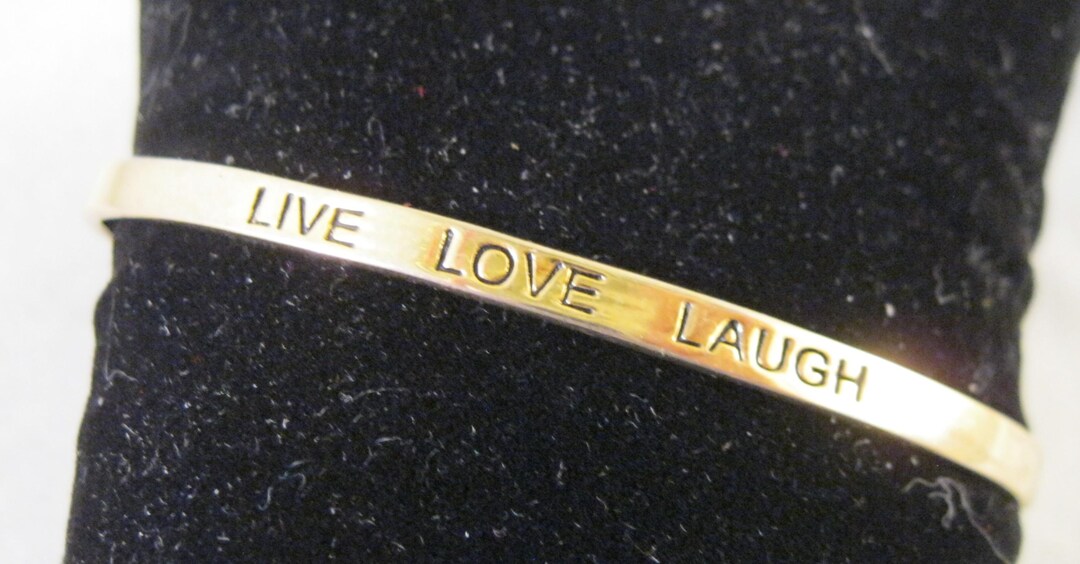 LIVE LOVE LAUGH Vermeil Sterling Silver Cuff Bracelet Signed Fas ...