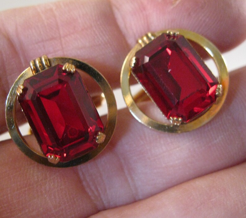 Vintage 12K Gold Filled Red Glass Cuff Links Cufflinks Vintage - Etsy