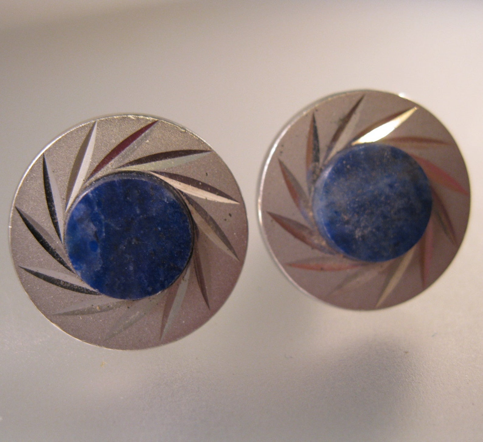 Vintage SWANK Lapis Lazuli Silver Tone Metal Round Cuff Links - Etsy