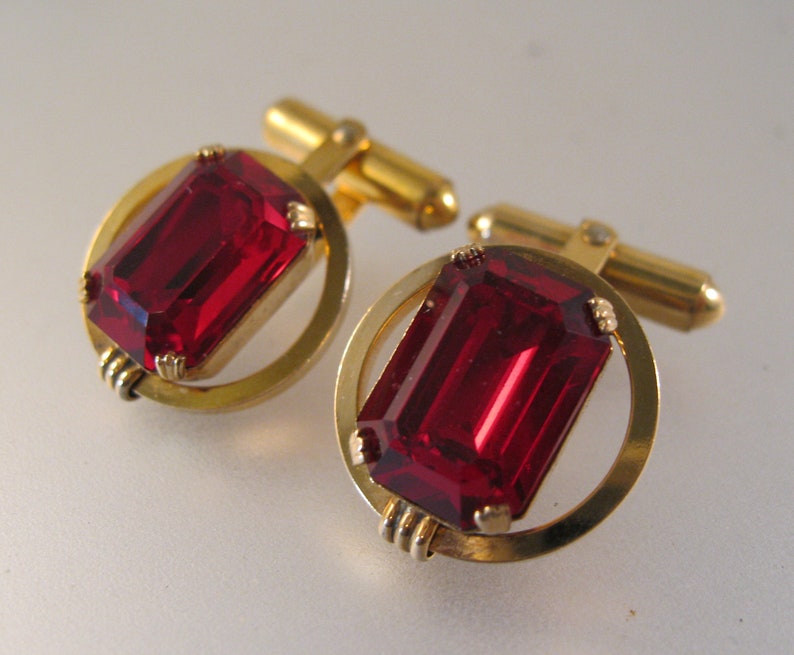 Vintage 12K Gold Filled Red Glass Cuff Links Cufflinks Vintage - Etsy