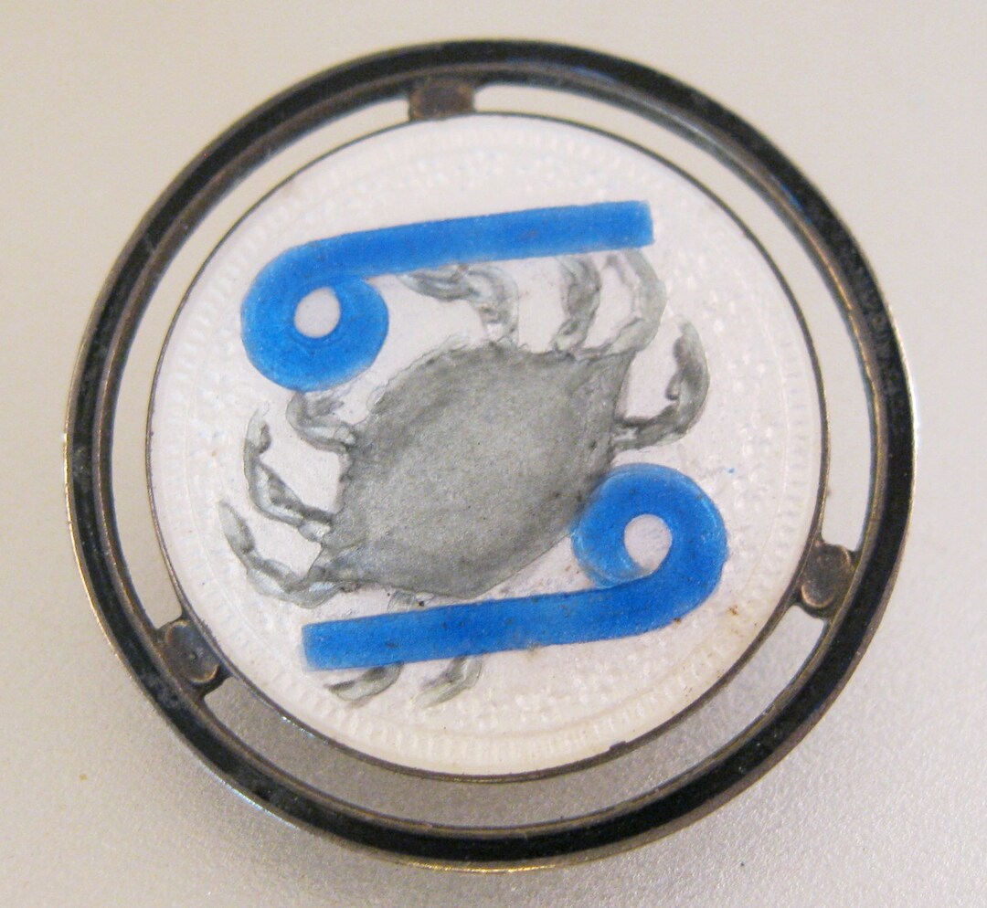 Art Deco Zodiac Sign CANCER Enamel Sterling Silver Pin Lapel Pin Hat ...