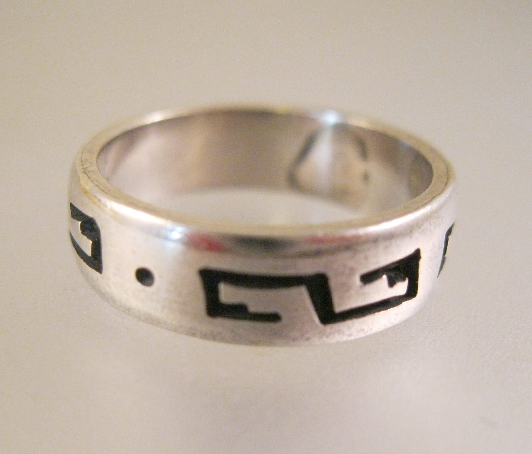 Native American HOPI Stamped Sterling Silver Band Ring Size 6 Vintage ...
