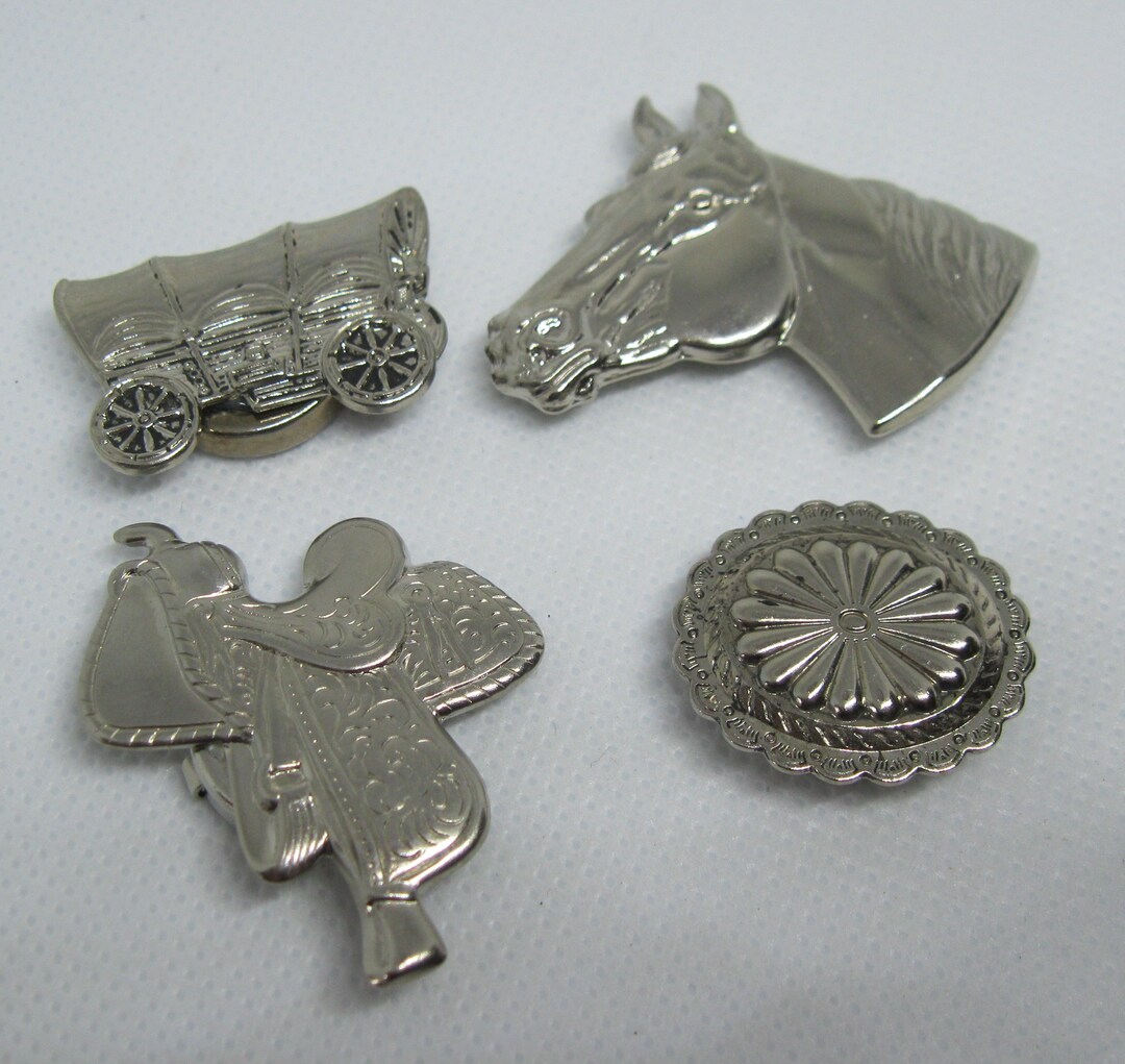 Cowboy Cowgirl Country Western Button Covers Set of 4 Horse Saddle ...