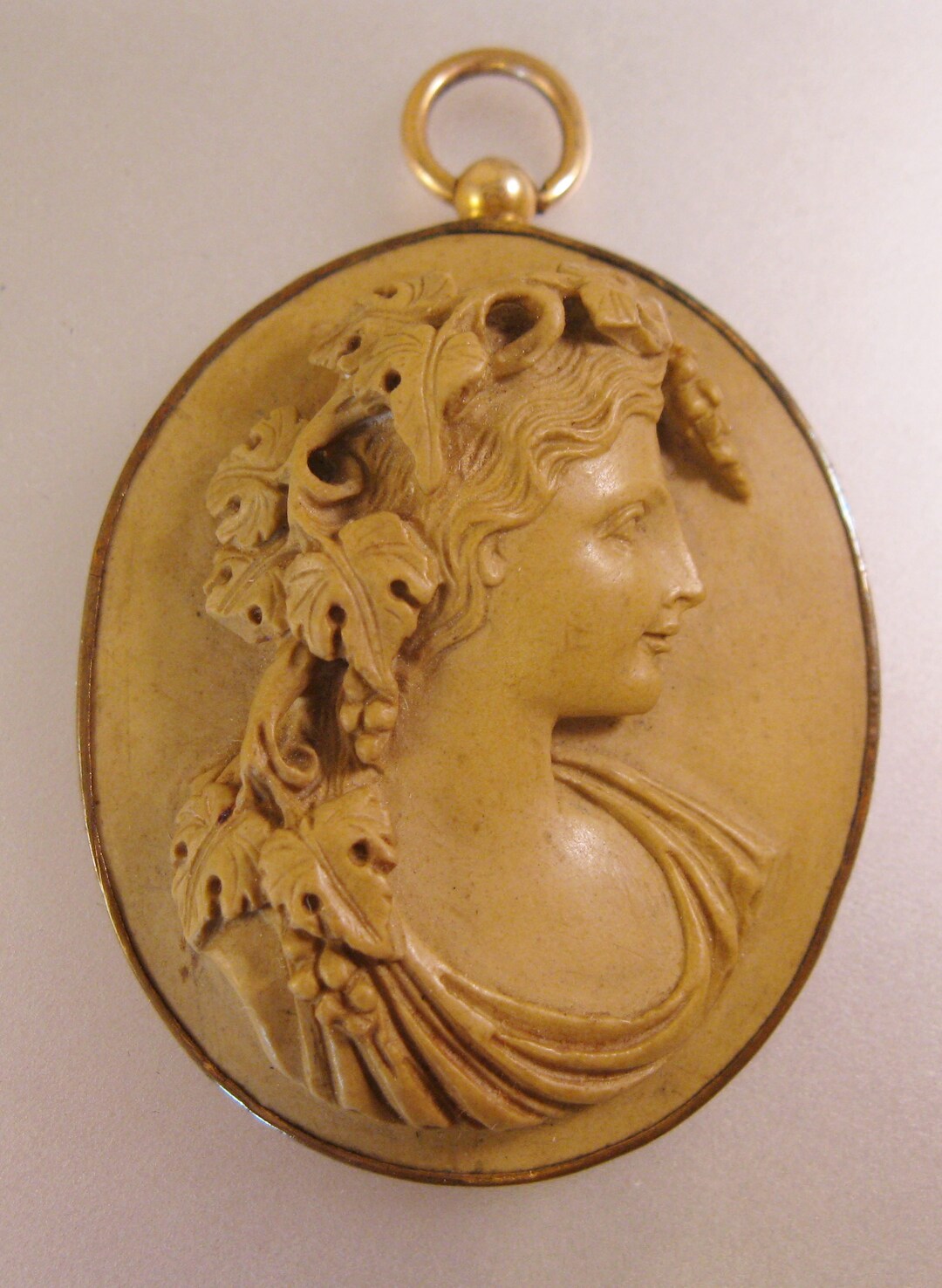 Antique Victorian Greek God Bacchus Lava Hand Carved Cameo Pendant 10K ...