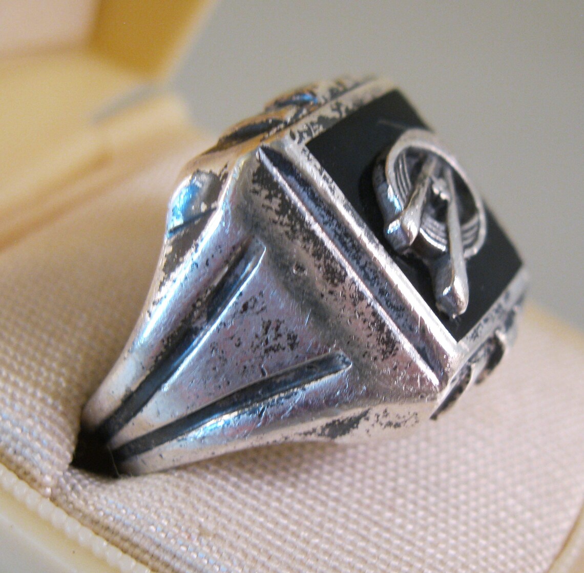Vintage Boy Scouts Explorer Black Onyx Sterling Silver Ring Size 10 Boy ...